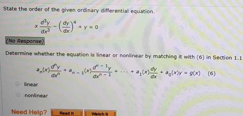 Solved ( State the order of the given ordinary differential | Chegg.com