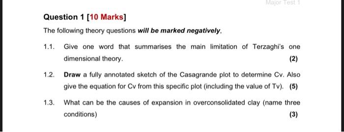 Solved Major Test Question 1 [10 Marks] The following theory | Chegg.com