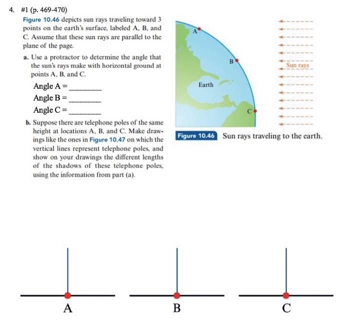 Solved B Sun rays Earth 4. #1 (p. 469-470) Figure 10.46 | Chegg.com