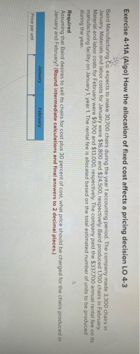 Solved Exercise 4-11A (Algo) How the allocation of fixed | Chegg.com