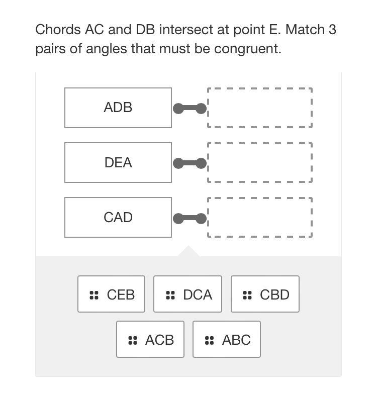 Solved Chords AC and DB intersect at point E. ﻿Match 3 | Chegg.com
