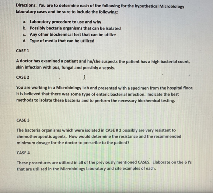 Solved Directions: You are to determine each of the | Chegg.com