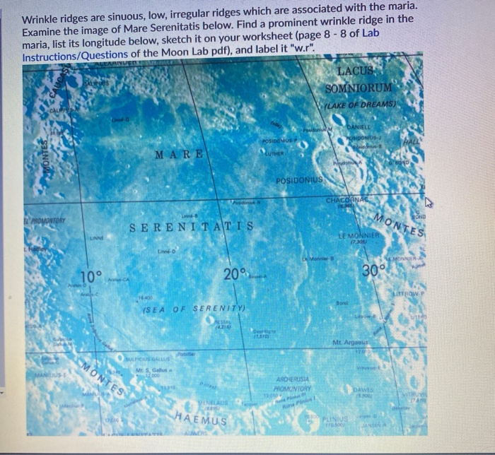 Solved Wrinkle ridges are sinuous, low, irregular ridges | Chegg.com