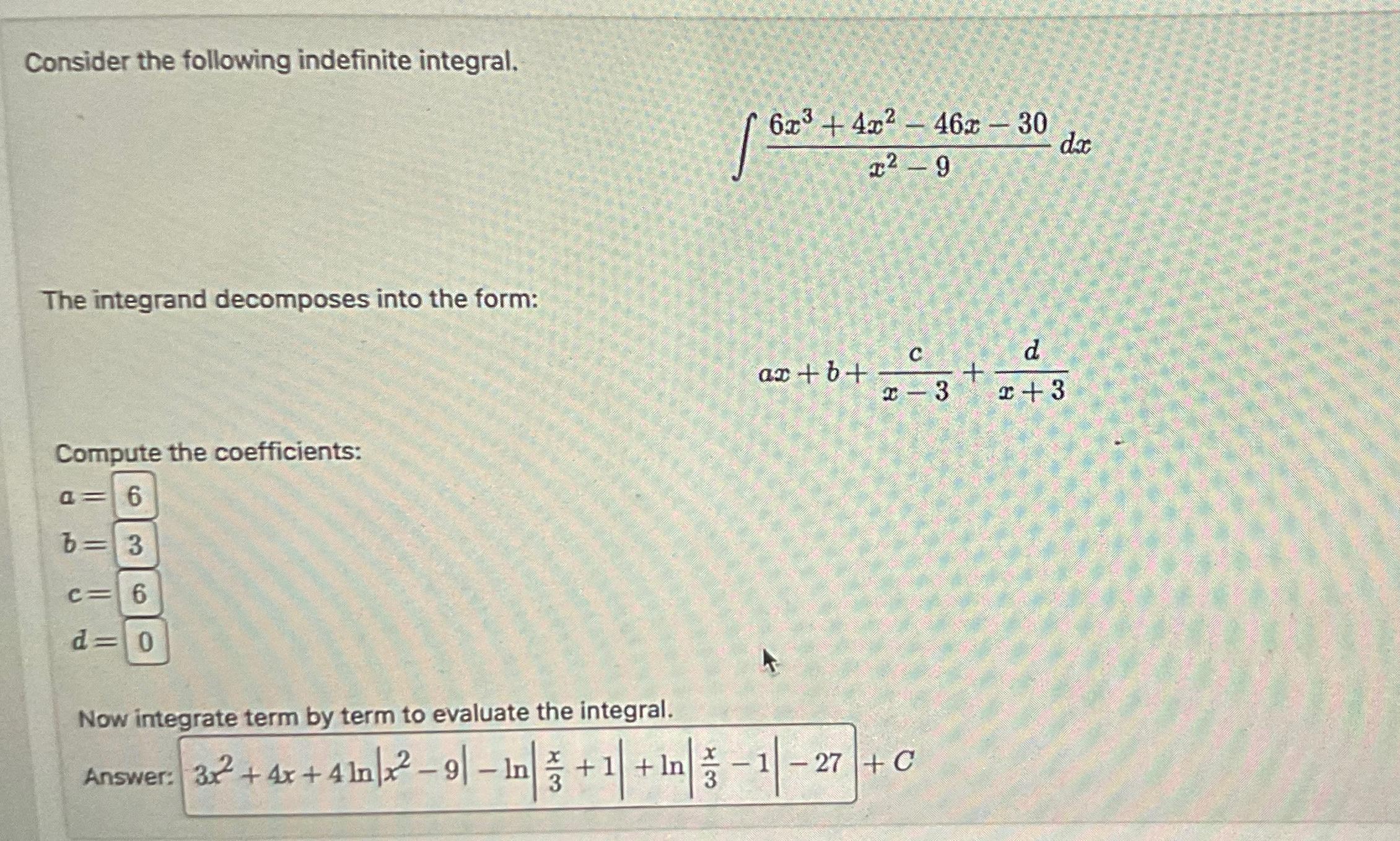 Solved Consider the following indefinite | Chegg.com