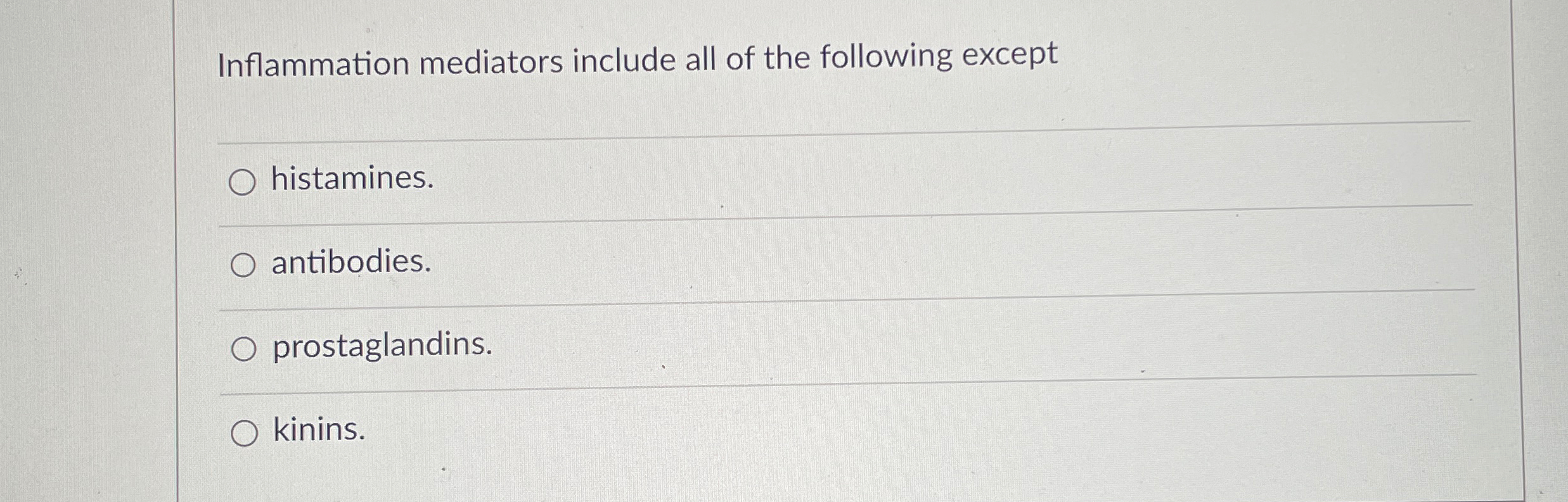 Solved Inflammation mediators include all of the following | Chegg.com