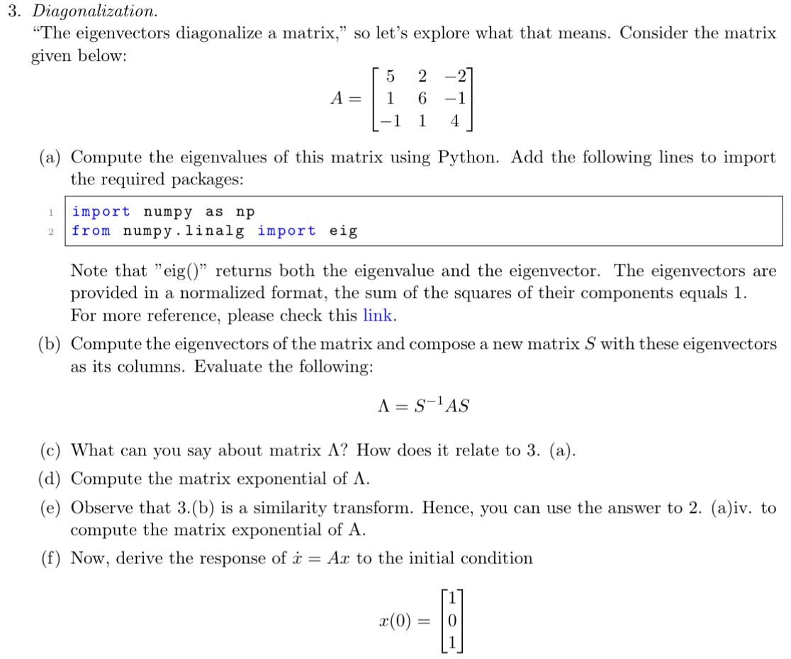 Solved Diagonalization."The eigenvectors diagonalize a | Chegg.com