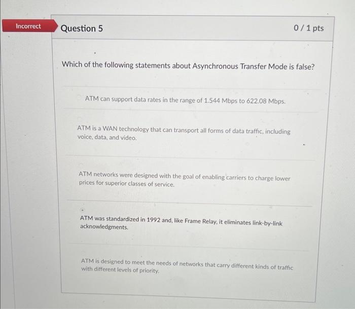Solved Which of the following statements about Asynchronous | Chegg.com