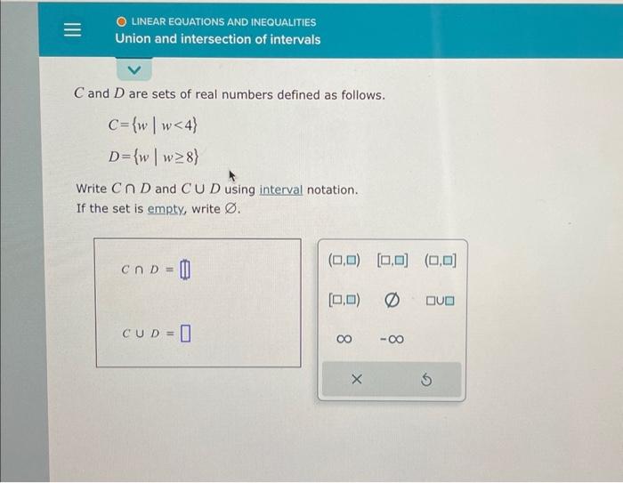 Solved = ||| QUATIONS AND INEQUALITIES Union and | Chegg.com