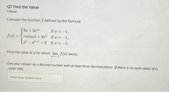 Solved Q7 Find the Value 1 Point Consider the function f | Chegg.com