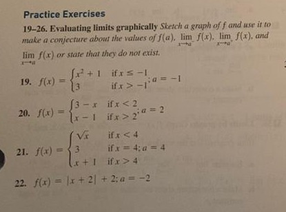 Solved Practice Exercises 19-26. Evaluating limits | Chegg.com