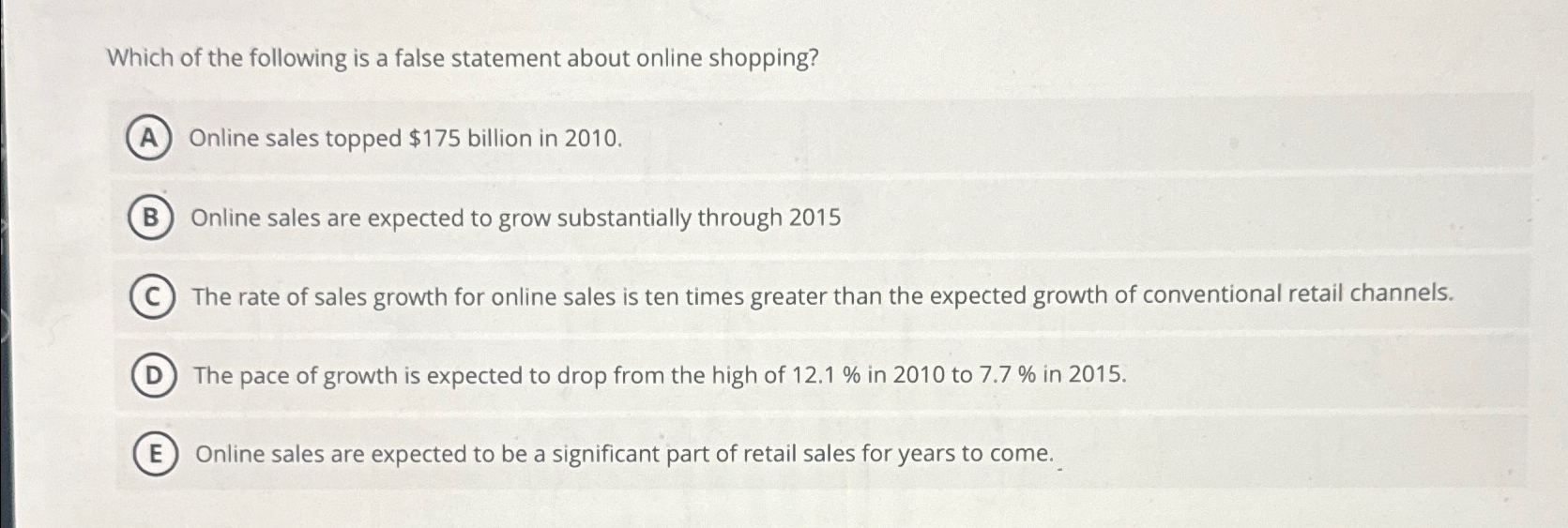 Solved Which of the following is a false statement about | Chegg.com