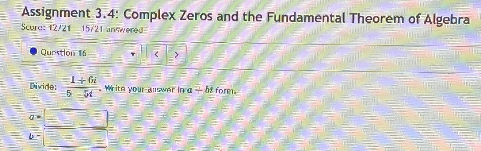 Solved Assignment 3.4: Complex Zeros and the Fundamental | Chegg.com