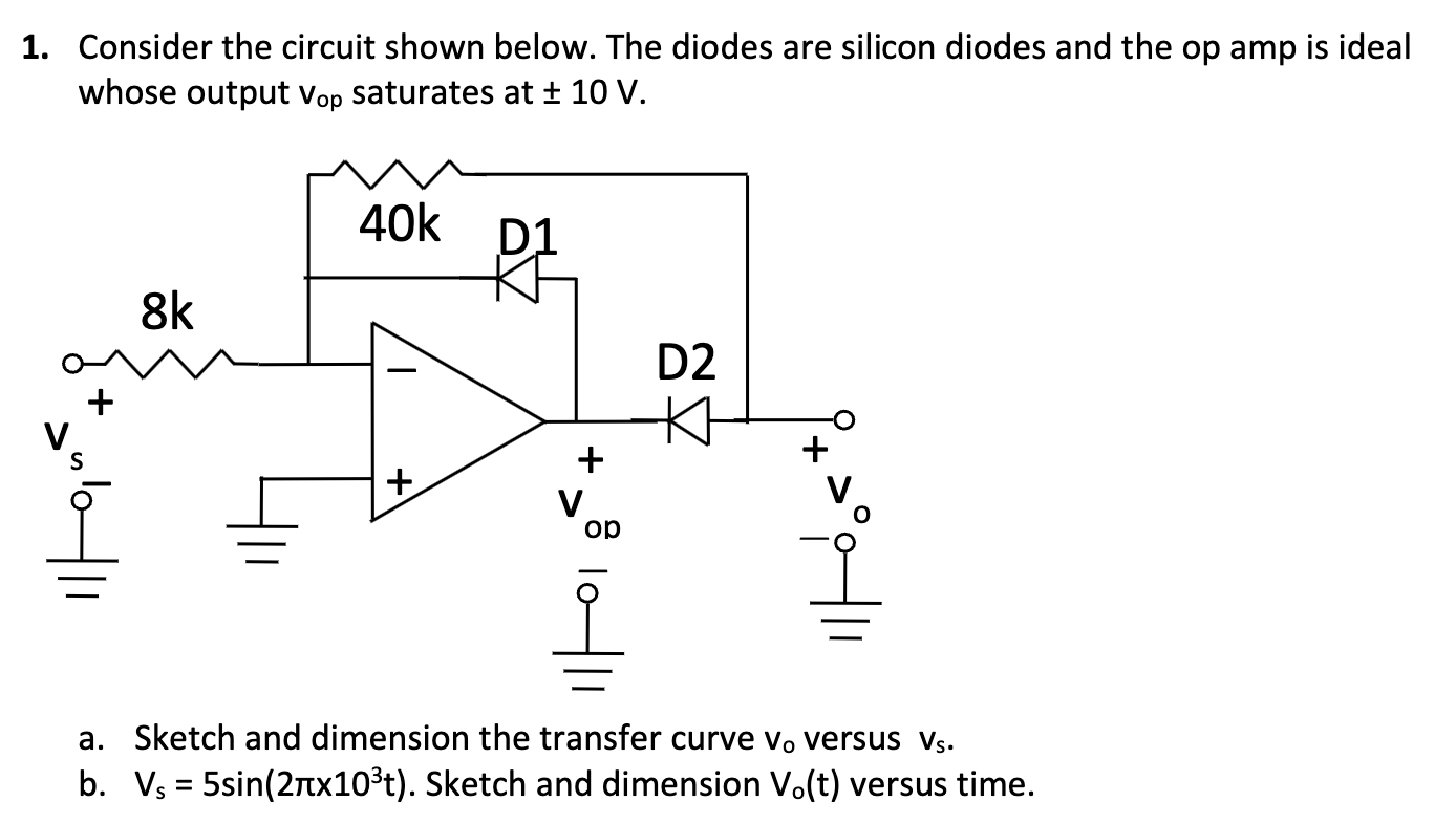 Solved Consider the circuit shown below. The diodes are | Chegg.com