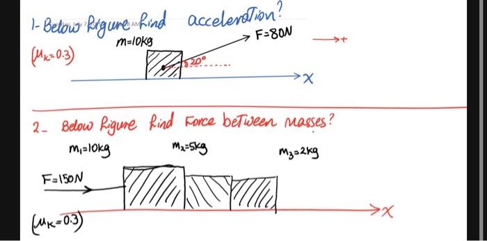 Solved 1- Below figure find acceleration?2- Below figure | Chegg.com