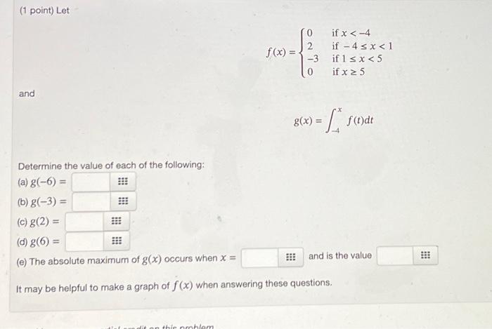 Solved 1 Point Let F X ⎩⎨⎧02−30 If X