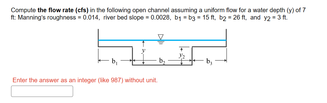 Solved Compute The Flow Rate Cfs ﻿in The Following Open