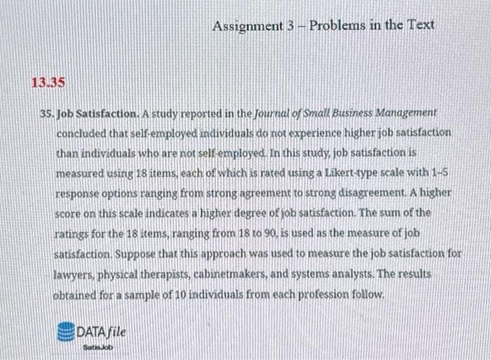 Solved Assignment 3 - Problems in the Text 13.35 35. Job | Chegg.com