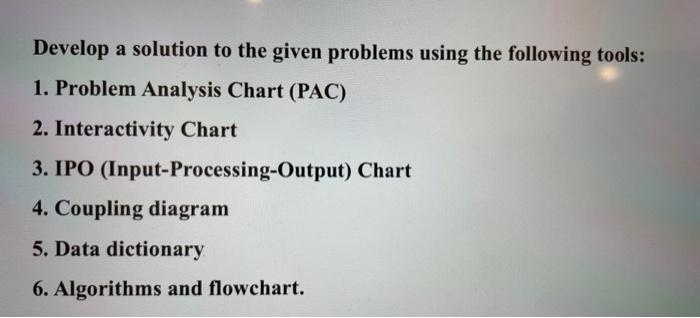 Develop a solution to the given problems using the | Chegg.com