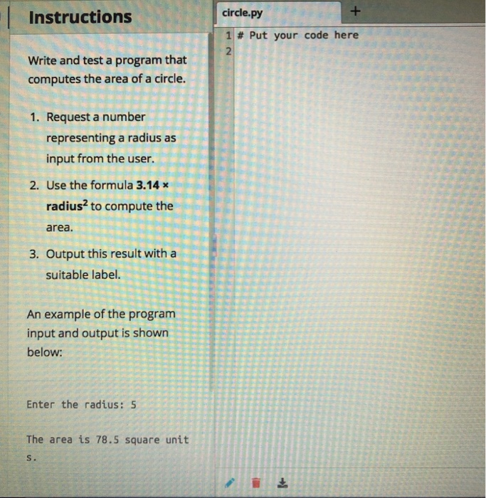 Solved Instructions Circlepy Put Your Code Here Write And 2560