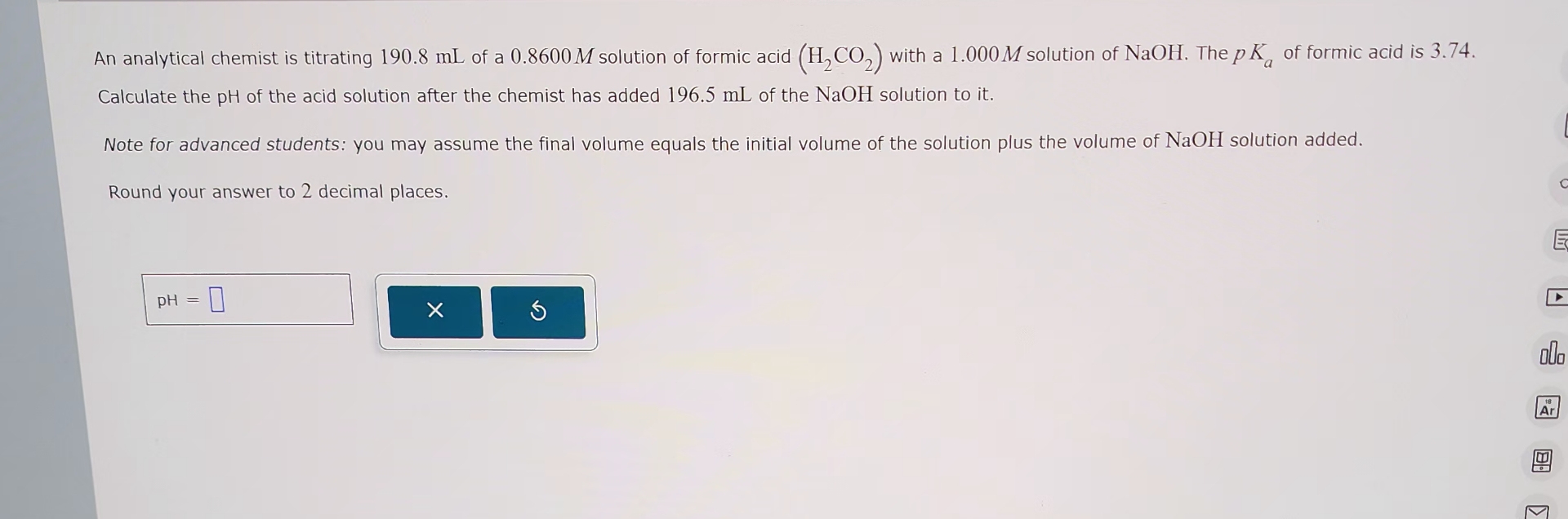 Solved by an EXPERT An analytical chemist is titrating 190.8 ﻿mL of a | Chegg.com