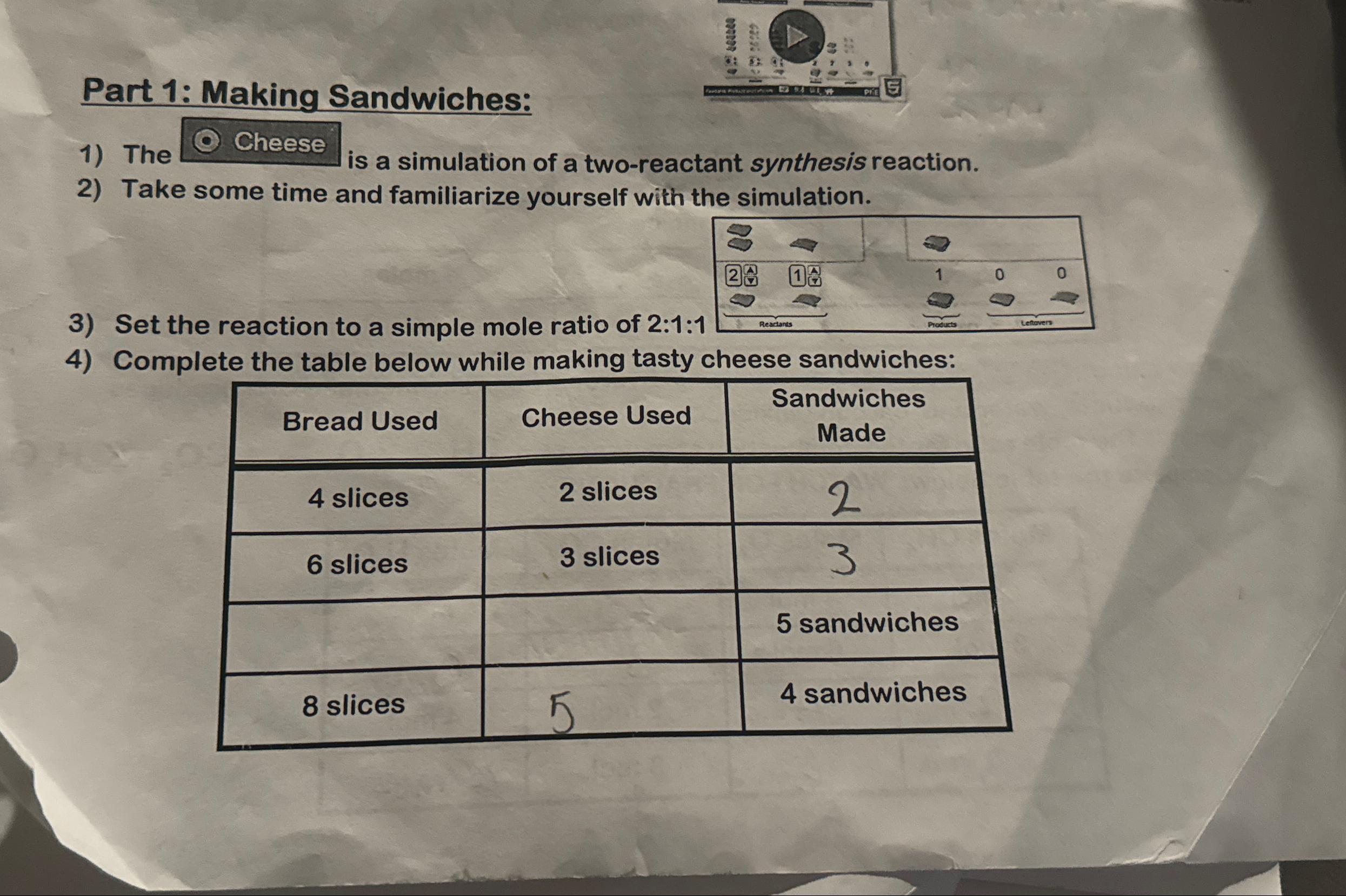 Solved Part 1: Making Sandwiches:TheCheese is a simulation | Chegg.com