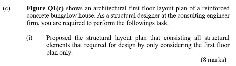 Solved (c) Figure Q1(c) shows an architectural first floor | Chegg.com
