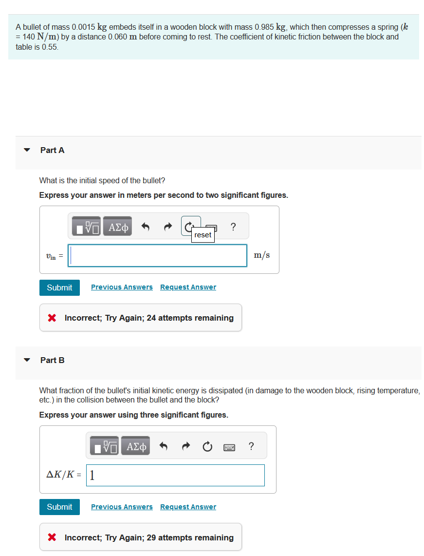 Solved A bullet of mass 0.0015kg ﻿embeds itself in a wooden | Chegg.com