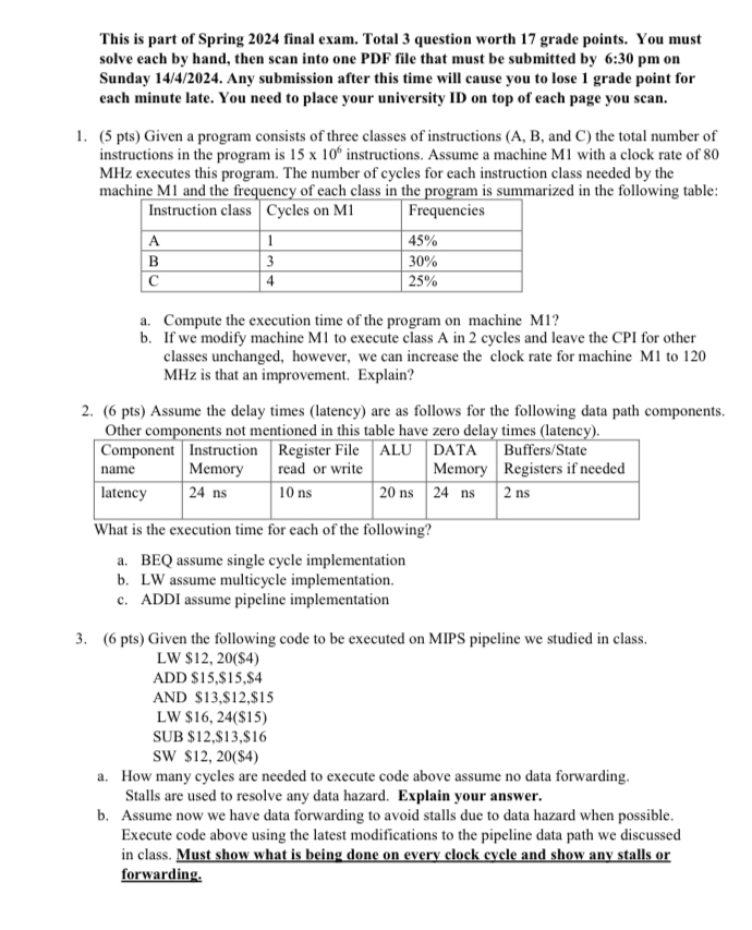Solved This is part of Spring 2024 ﻿final exam. Total 3 | Chegg.com