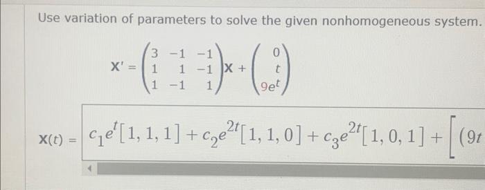 Solved Use variation of parameters to solve the given | Chegg.com