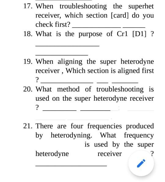 Solved 1. Where does heterodyning take place in the receiver | Chegg.com