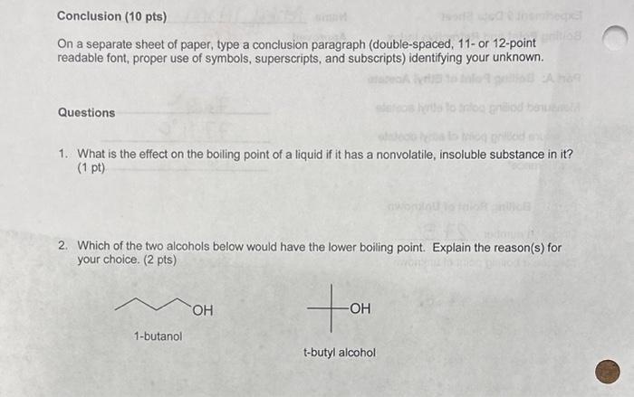 Solved Conclusion (10 pts) On a separate sheet of paper, | Chegg.com