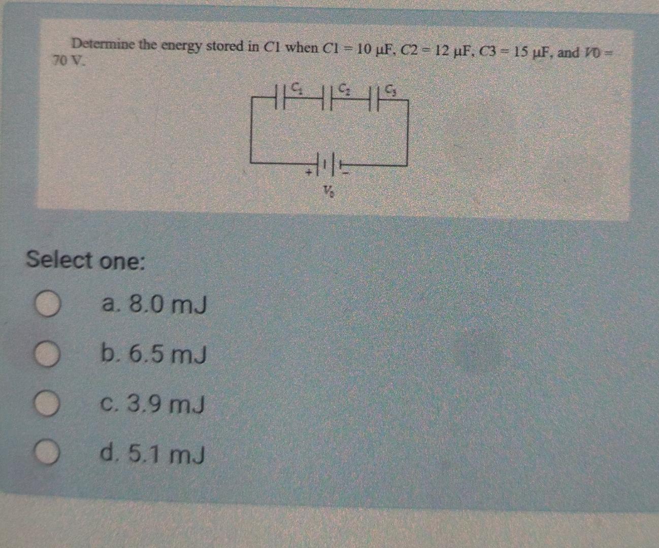 Determine the energy stored in Cl ﻿when | Chegg.com