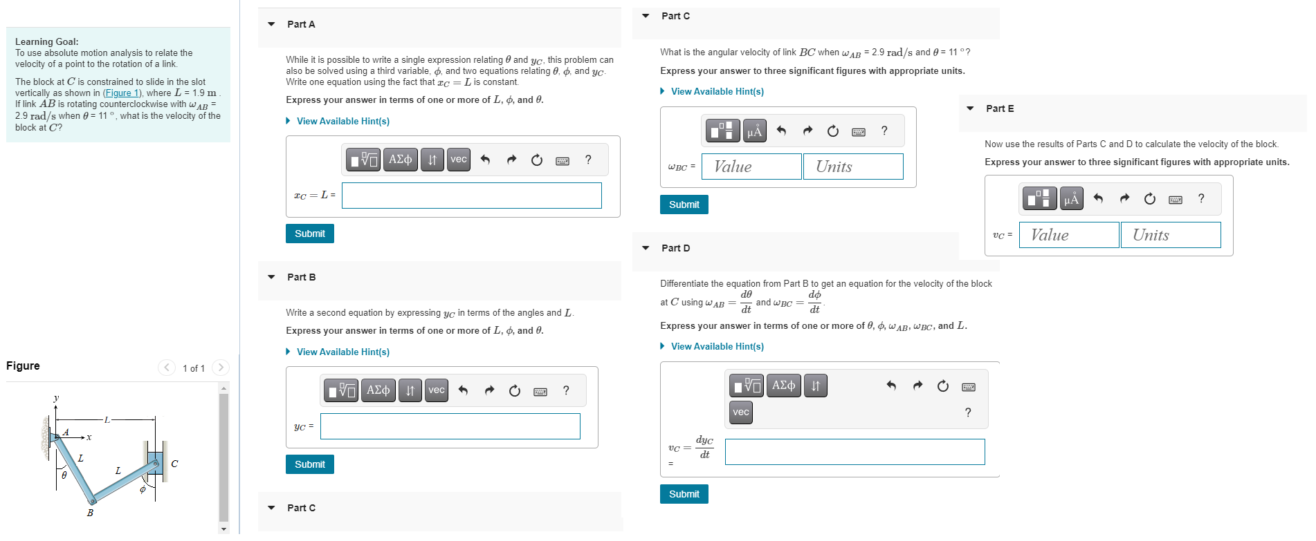 Solved Learning Goal:To use absolute motion analysis to | Chegg.com