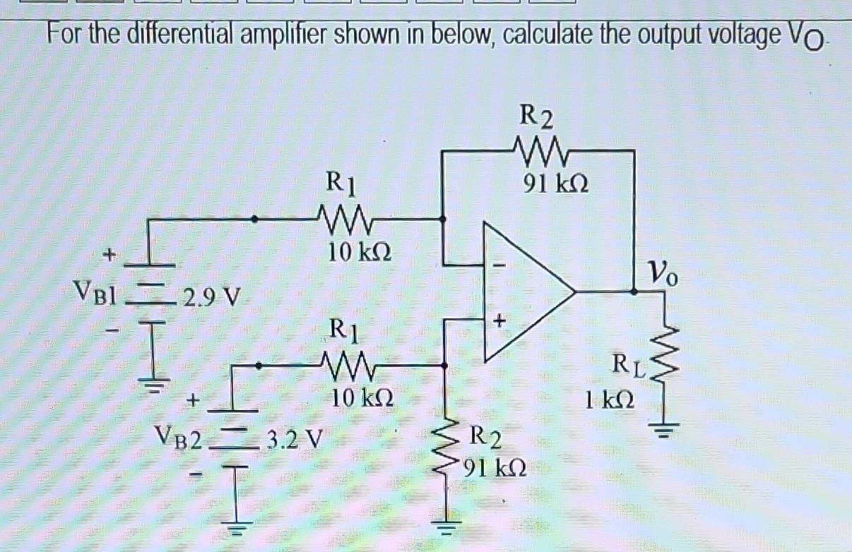 Solved For the differential amplifier shown in below, | Chegg.com