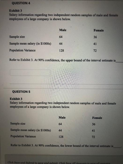 Solved QUESTION 4 Exhibit 3 Salary information regarding two | Chegg.com Solved QUESTION 4 Exhibit 3 Salary information regarding two | Chegg.com