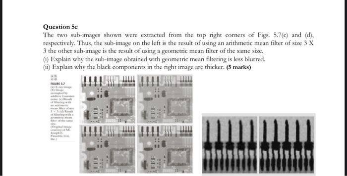 Solved Question 5c The two sub-images shown were extracted | Chegg.com