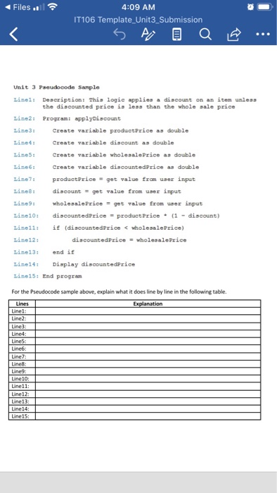 Solved Files . 4:09 AM IT106 Template_Unit3_Submission Unit | Chegg.com