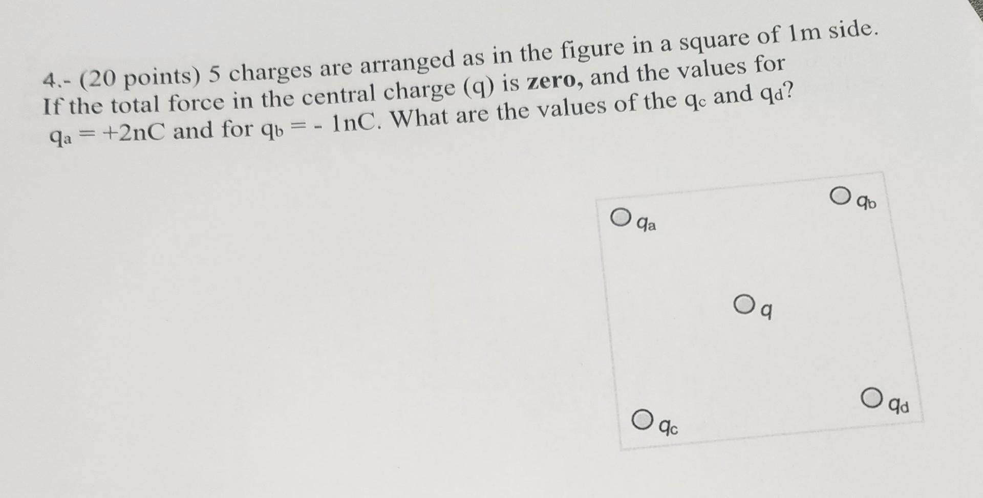 Solved 4.- (20 points) 5 charges are arranged as in the | Chegg.com