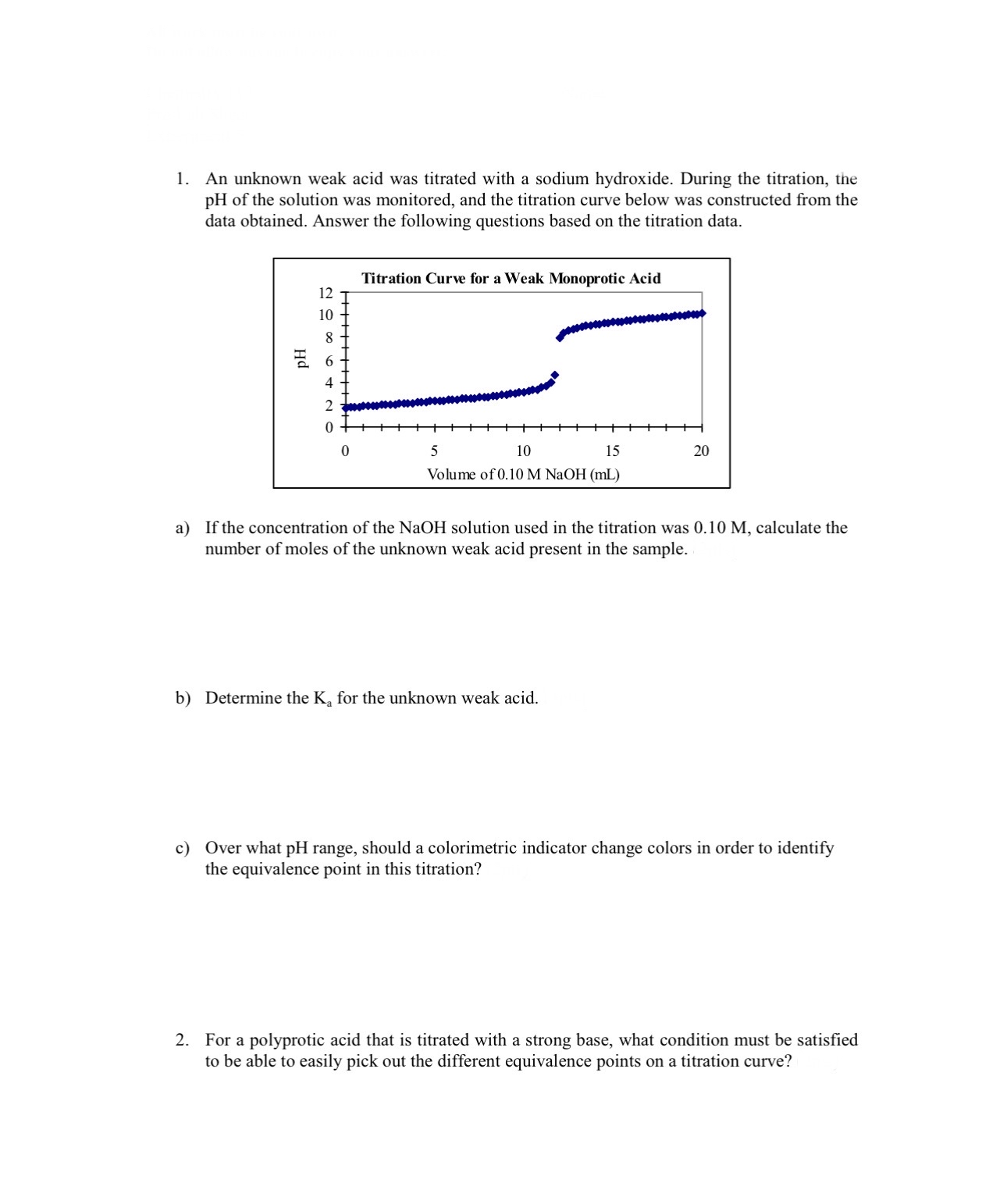 Solved An unknown weak acid was titrated with a sodium | Chegg.com