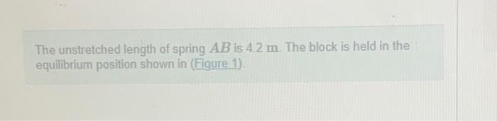Solved The unstretched length of spring AB is 4.2 m. The | Chegg.com