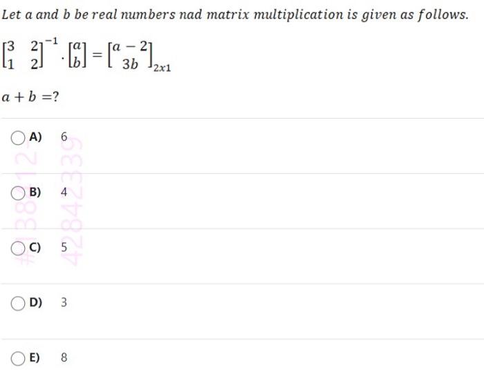 Solved Let a and b be real numbers nad matrix multiplication | Chegg.com