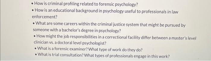 Solved - How is criminal profiling related to forensic | Chegg.com