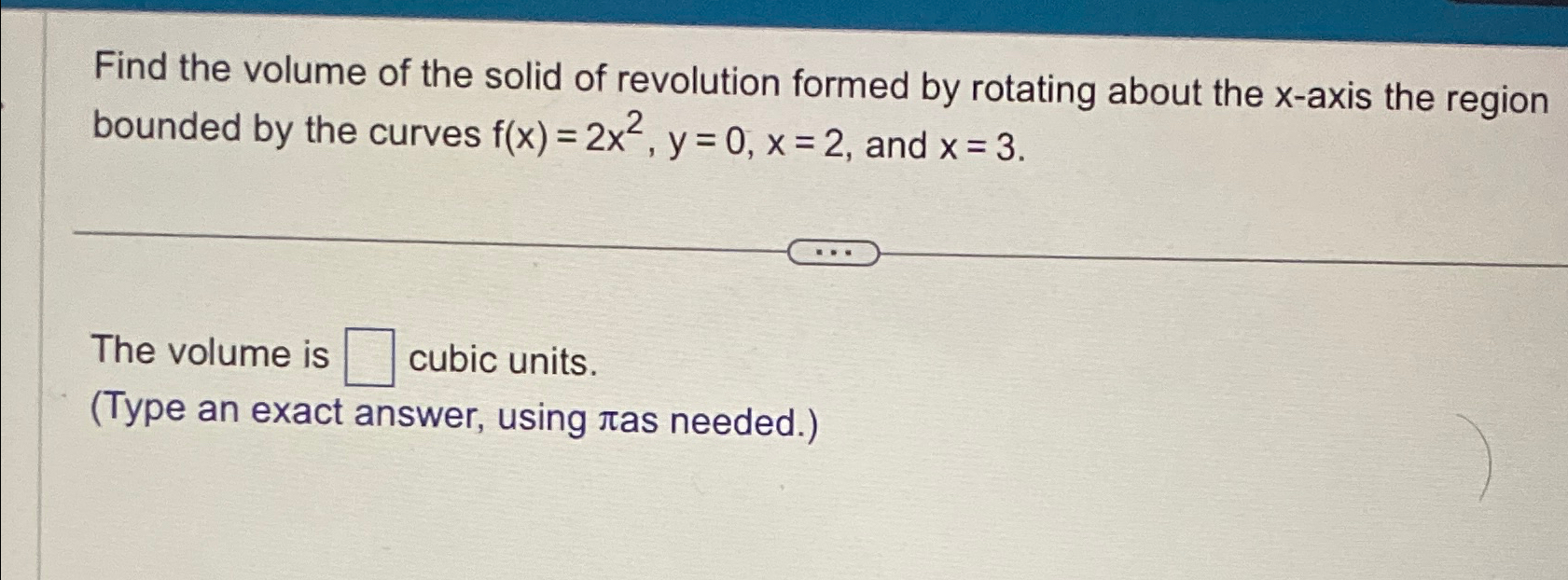 Solved Find the volume of the solid of revolution formed by | Chegg.com