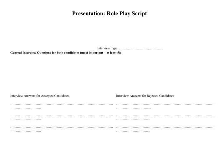 Solved Presentation: Role Play Script Interview Type: | Chegg.com