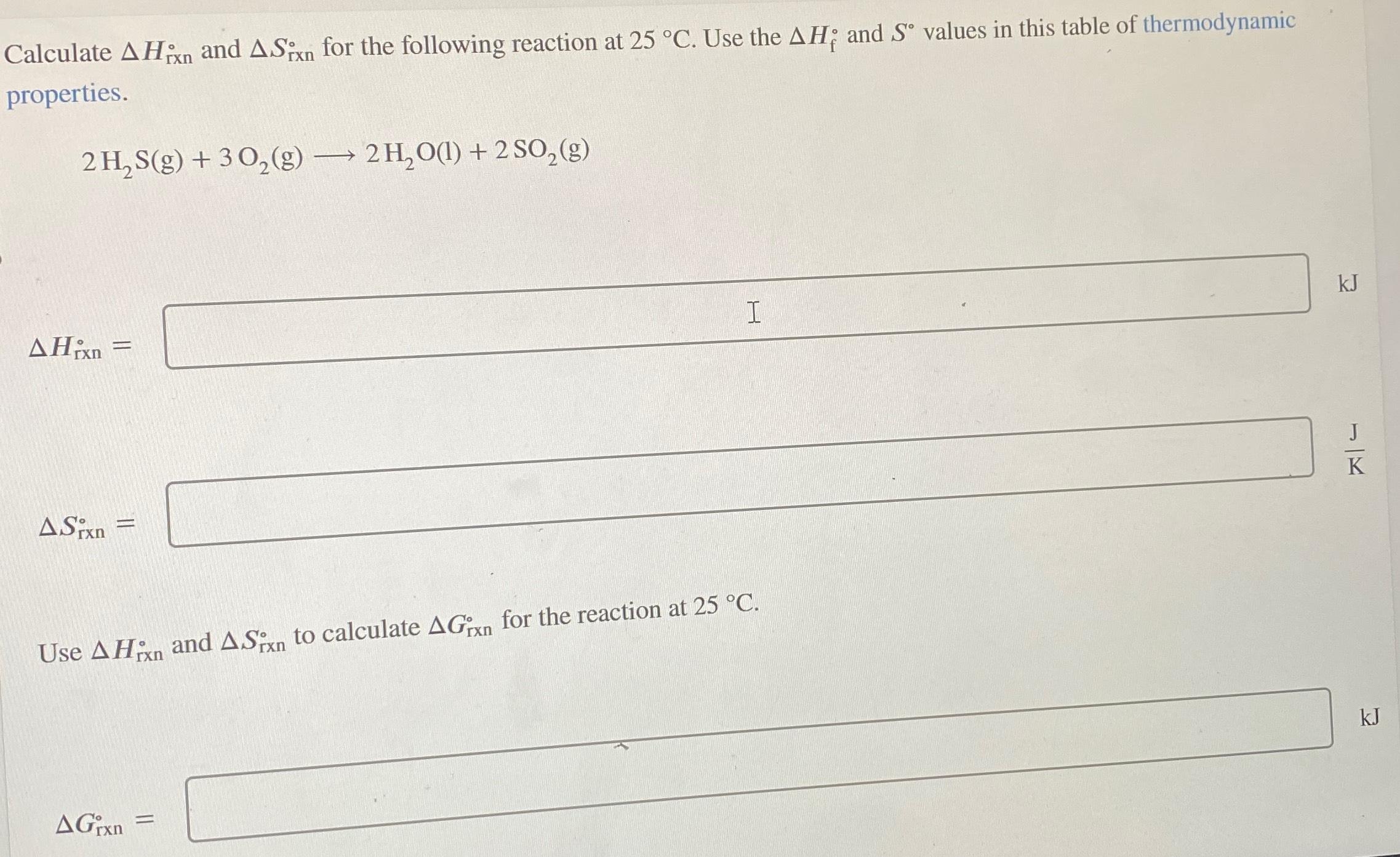 Solved Calculate ΔHrxn° ﻿and ΔSrxn° ﻿for the following | Chegg.com