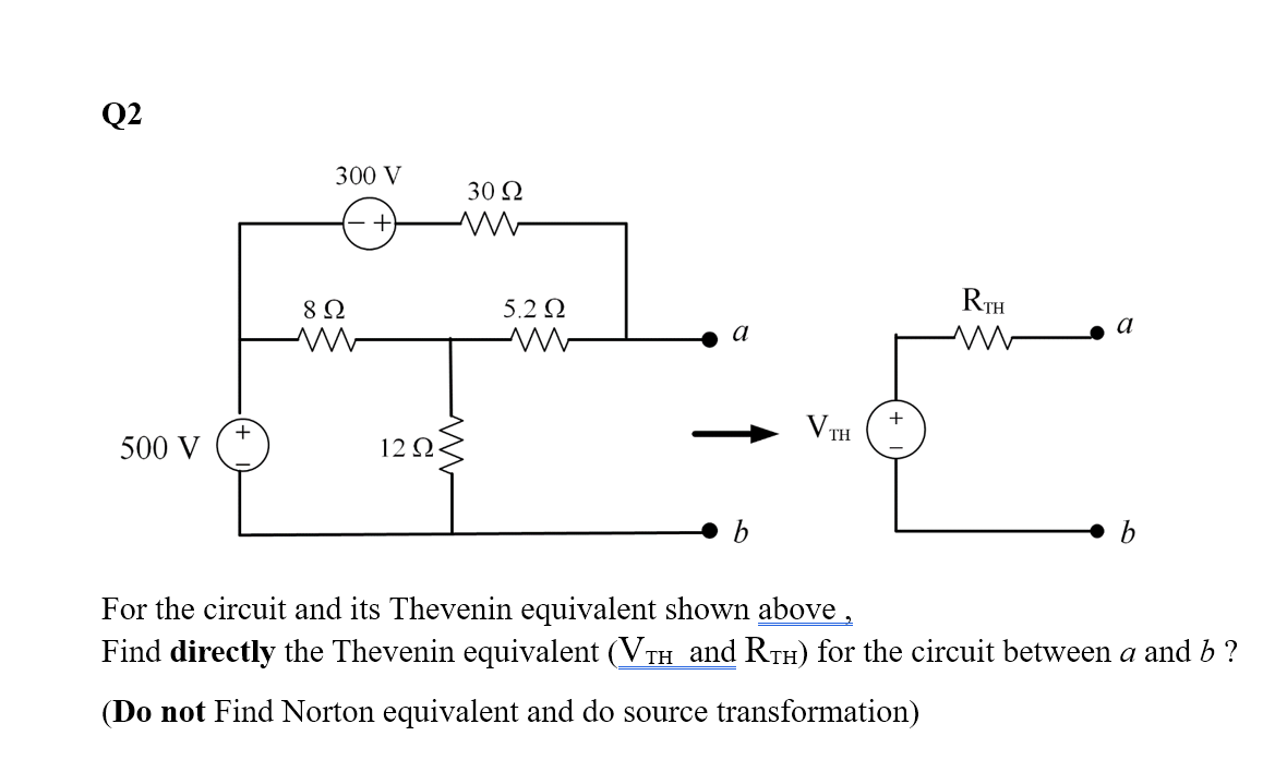 Solved Q2For the circuit and its Thevenin equivalent shown | Chegg.com