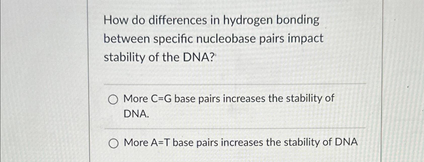 Solved How do differences in hydrogen bonding between | Chegg.com