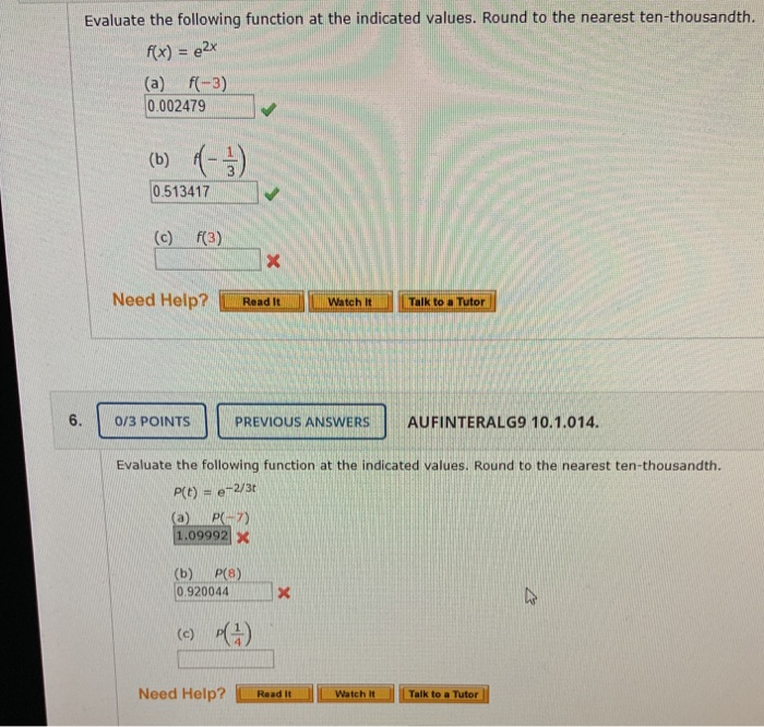 Solved Evaluate the following function at the indicated | Chegg.com