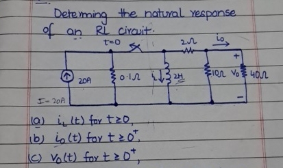 Solved Determing the natural response of an RL | Chegg.com