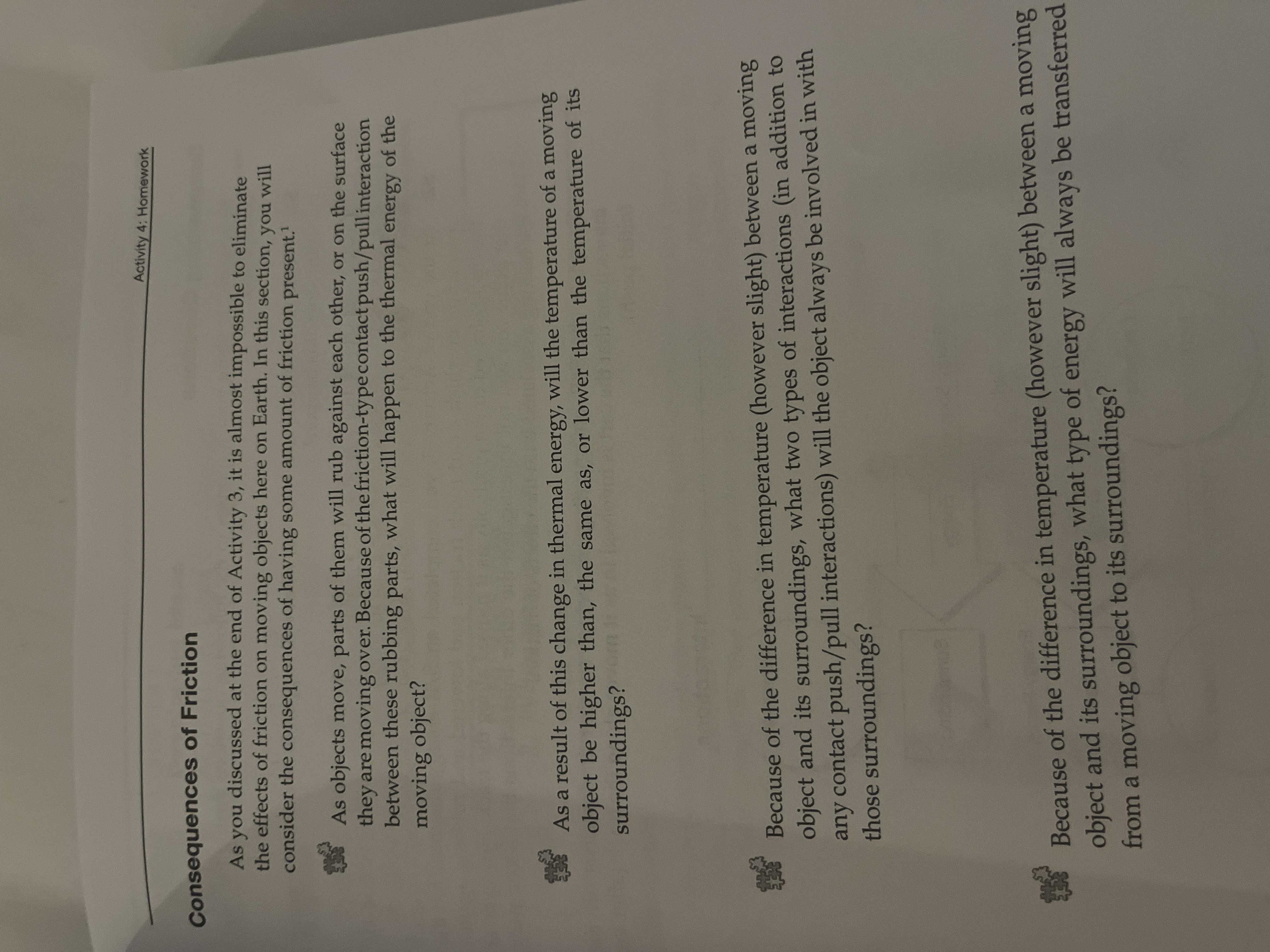 Solved Consequences of FrictionAs you discussed at the end | Chegg.com